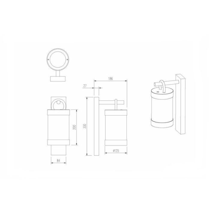 Antracit udendørs væglampe med skumringssensor rustik, Sambesi, IP44 ...