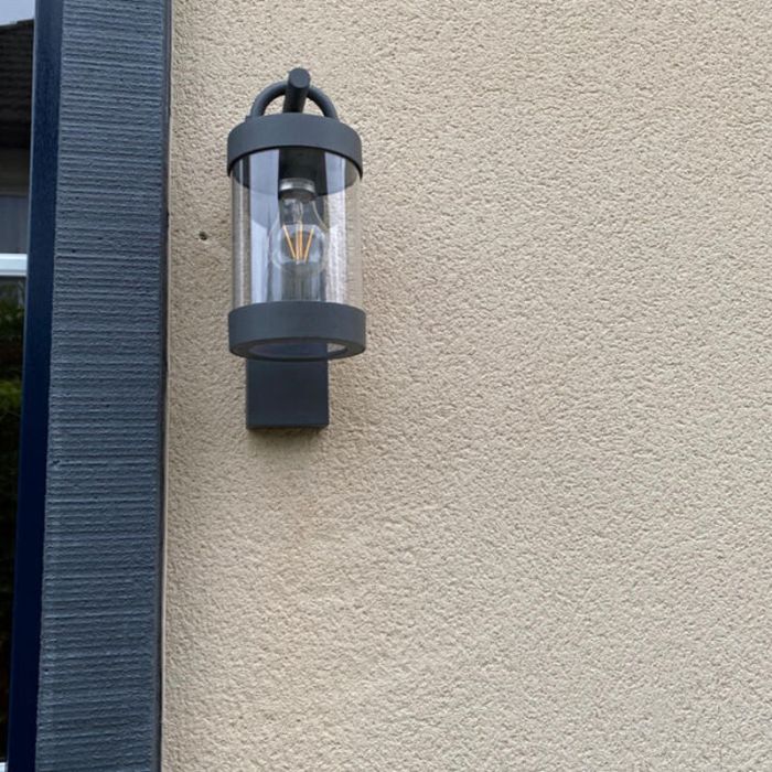 Antracit udendørs væglampe med skumringssensor rustik, Sambesi, IP44 ...